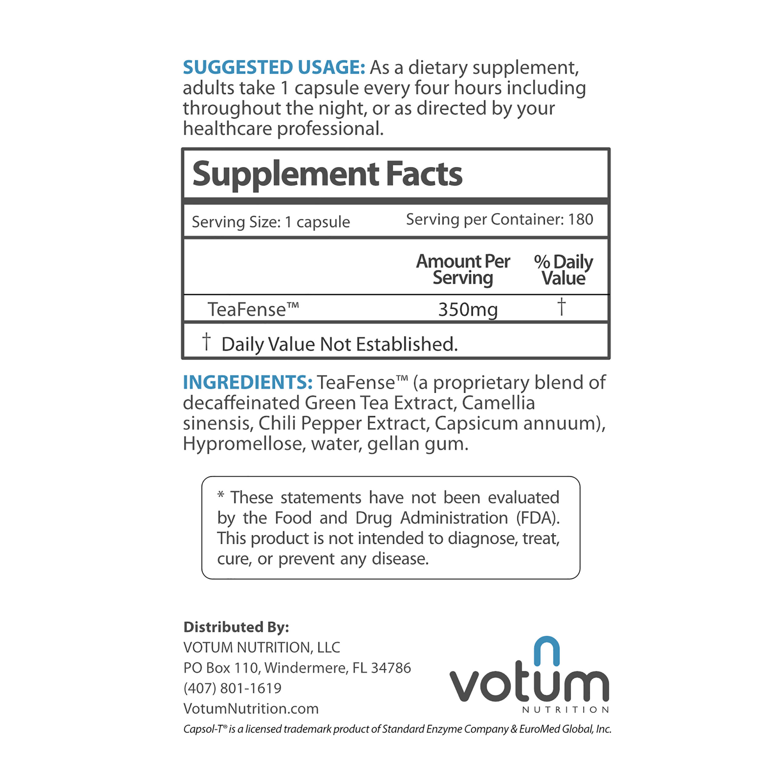 Capsol-T® by Votum Nutrition - Made with Decaffeinated Green Tea and ...